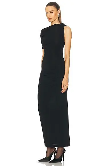 Jacquemus La Robe Drapeado Maxi Dress - Black