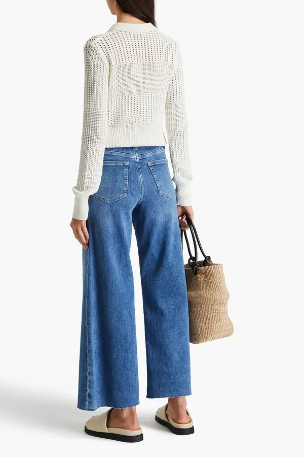 FRAME Le Palazzo Crop Highrise Wideleg Jeans - Mid Denim