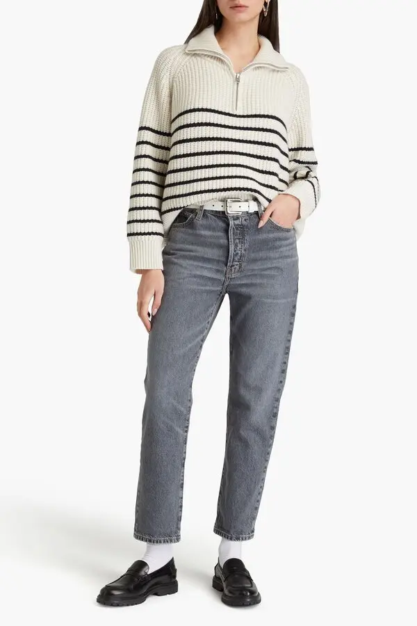 FRAME Le Mec High-rise Straight-leg Jeans - Gray