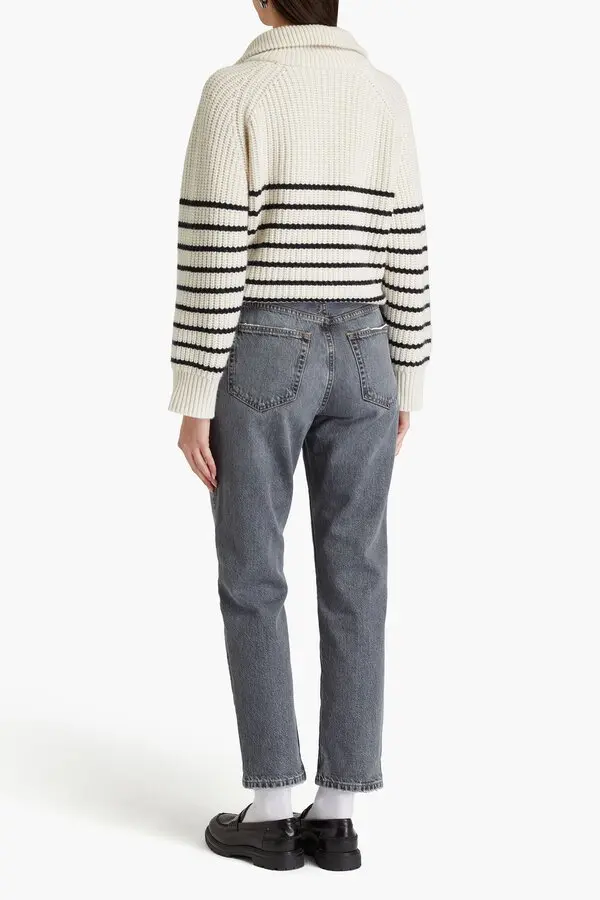 FRAME Le Mec High-rise Straight-leg Jeans - Gray