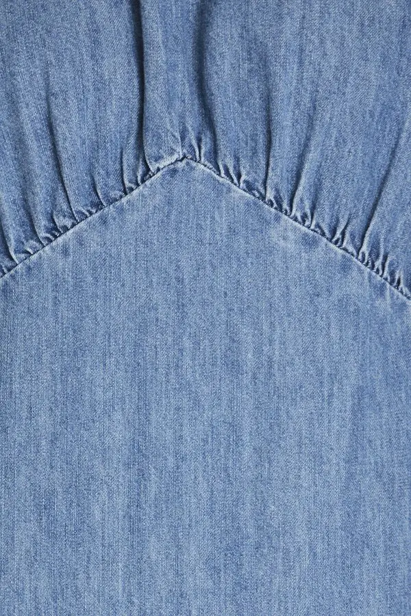 FRAME Asymmetric Denim Midi Dress - Light Denim