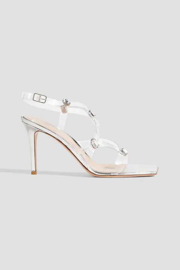 GIANVITO ROSSI Crystal Embellished Mirrored-leather And Pvc Slingback Sandals