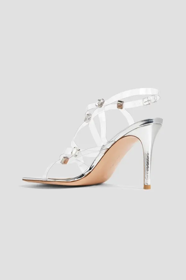 GIANVITO ROSSI Crystal Embellished Mirrored-leather And Pvc Slingback Sandals