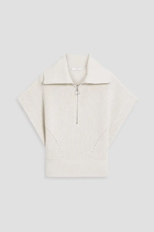 IRO PARIS Avona Ribbed Wool Half-zip Sweater - Off-white