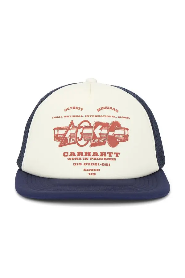 Carhartt Work In Progress Runaway Trucker Cap - Natural & Blue