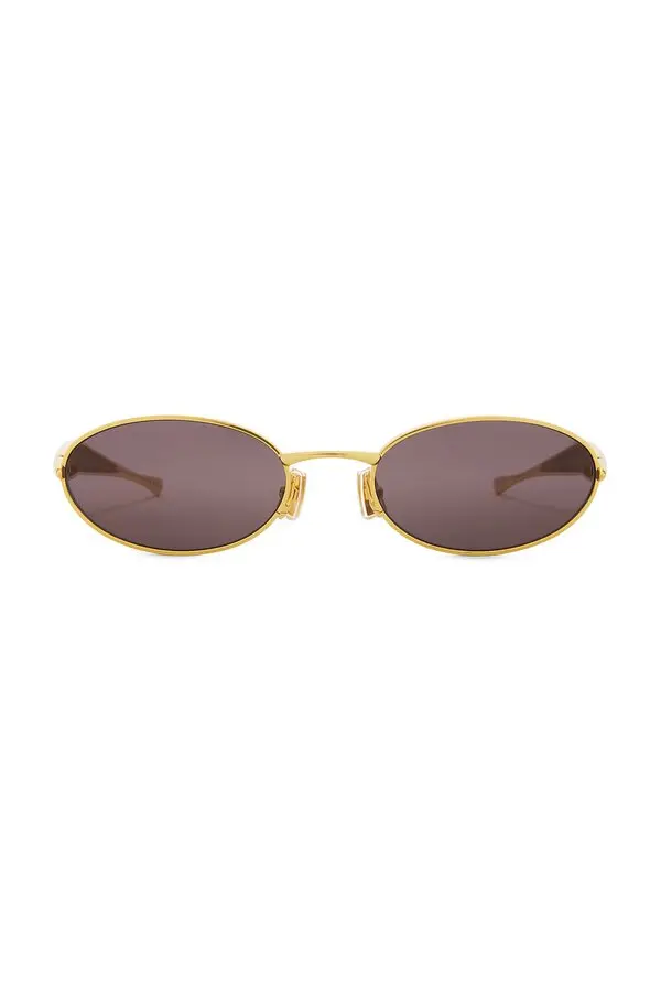 Bottega Veneta Sardine Sunglasses In Metallic Gold - Gold & Grey