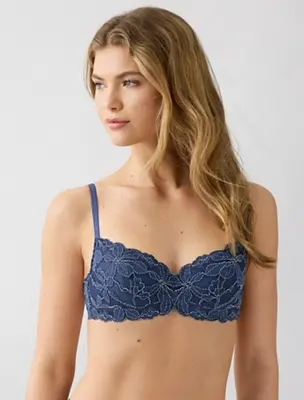 Wacoal Feeling Famous Balconette Contour Bra Night/angel Wing - Crown Blue  Blue Glow