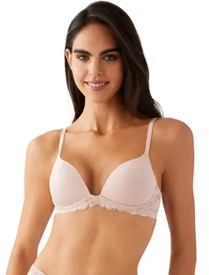 Wacoal Feeling Famous Wire Free Push Up Bra Night/angel Wing - Rose Smoke White