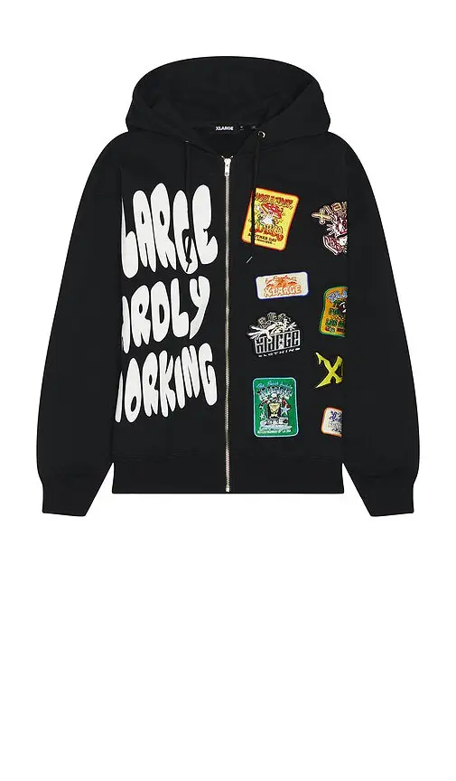 Xlarge Multi Logo Zip Up Hoodie In Black - 20% Off | Editorialist