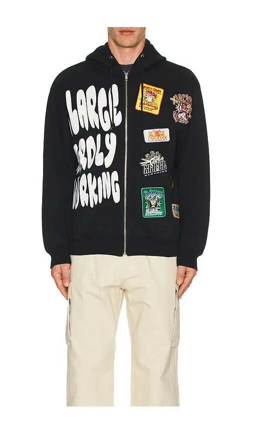 Xlarge Multi Logo Zip Up Hoodie In Black - 20% Off | Editorialist