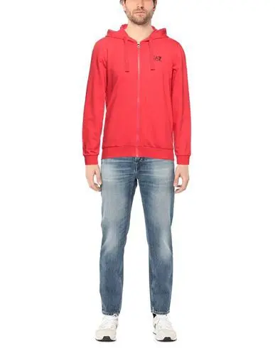 EA7 Cotton French Terry Zip-up Sweatshirt - Red