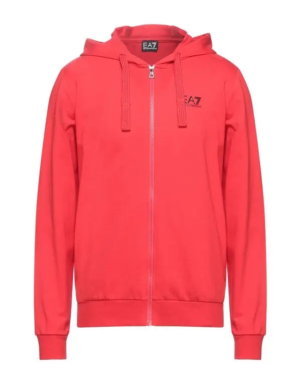 EA7 Cotton French Terry Zip-up Sweatshirt - Red