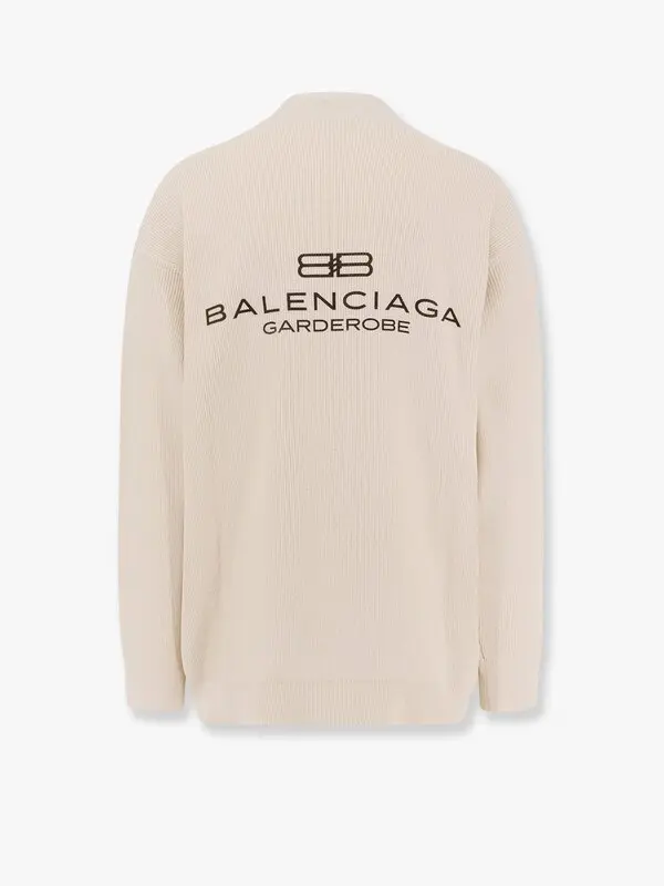 Balenciaga Intertwined Cardigan With Bb Garderobe Motif - Beige