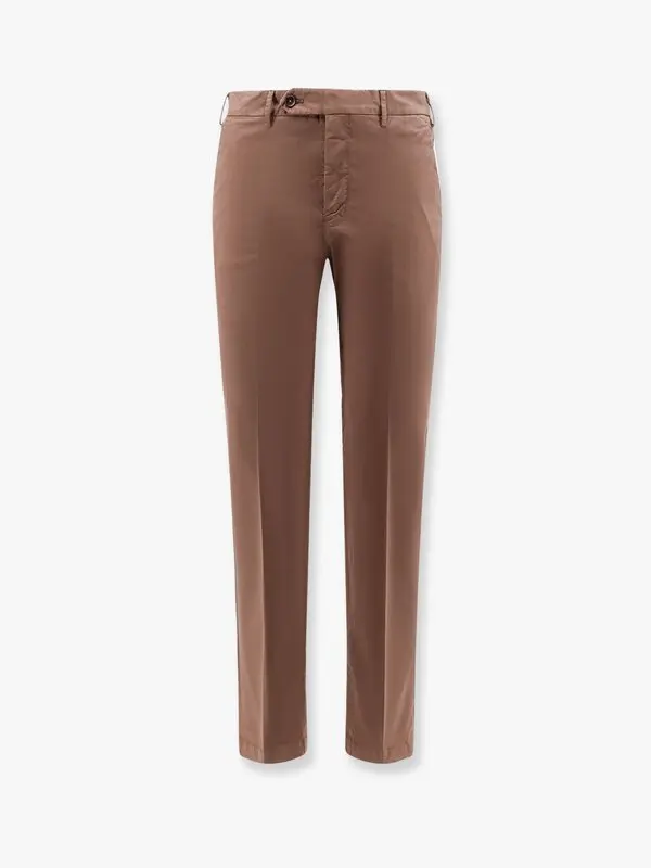 PT TORINO Stretch Cotton Trousers With Logo Charm