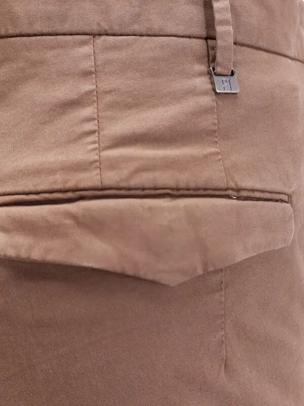 PT TORINO Stretch Cotton Trousers With Logo Charm
