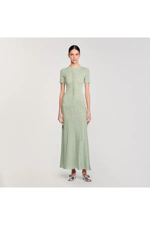 chinese dress ladies Levana Beaded Knit Maxi Dress Sky Blue