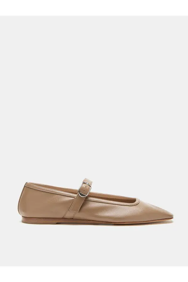 Le Monde Beryl Ballet Mary Jane In Taupe Leather - Red