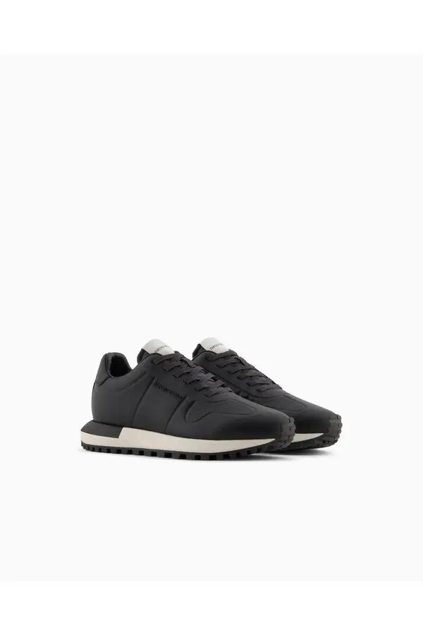 Emporio Armani Leather Sneakers - Black