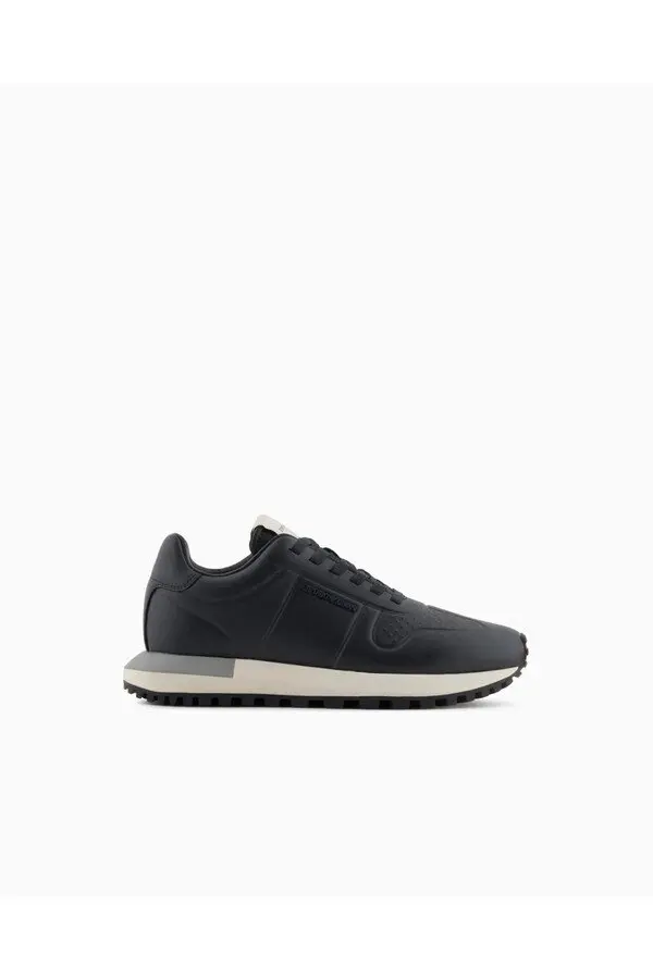 Emporio Armani Leather Sneakers - Navy