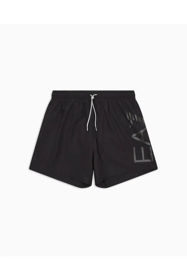 Emporio Armani Ea7 Swim Trunks With Logo - Black