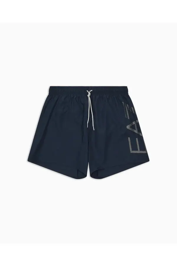 Emporio Armani Ea7 Swim Trunks With Logo - Blue