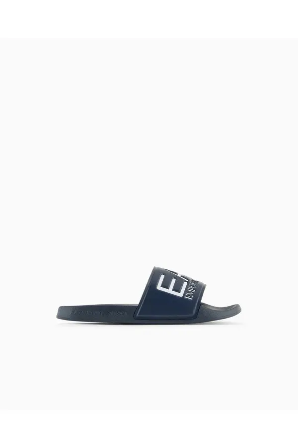 Emporio Armani Ea7 Slides With Oversized Logo - Blue