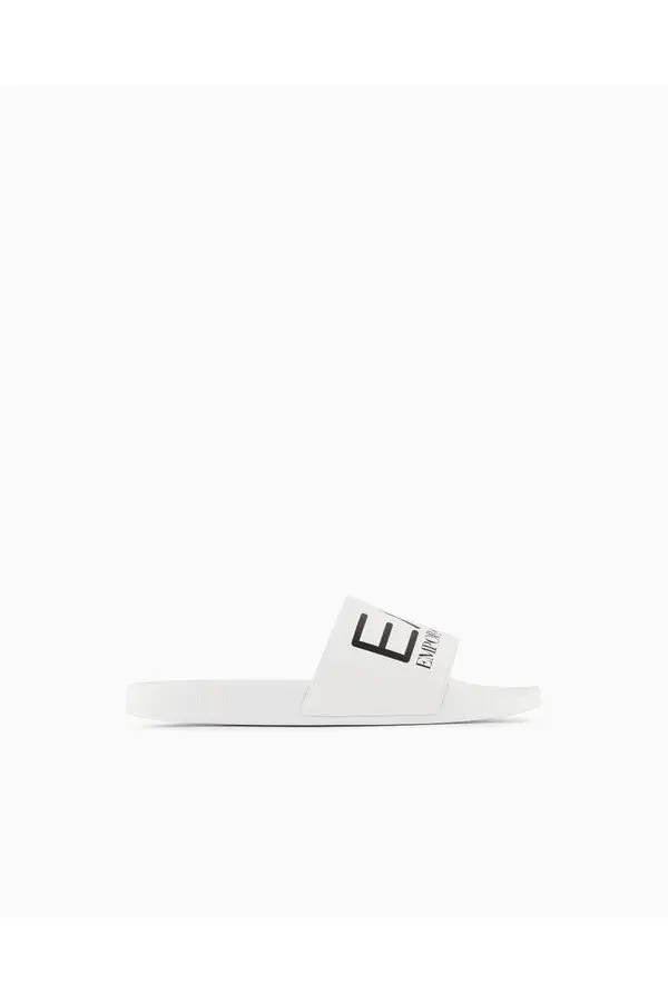 Emporio Armani Slides With Oversized Logo - White