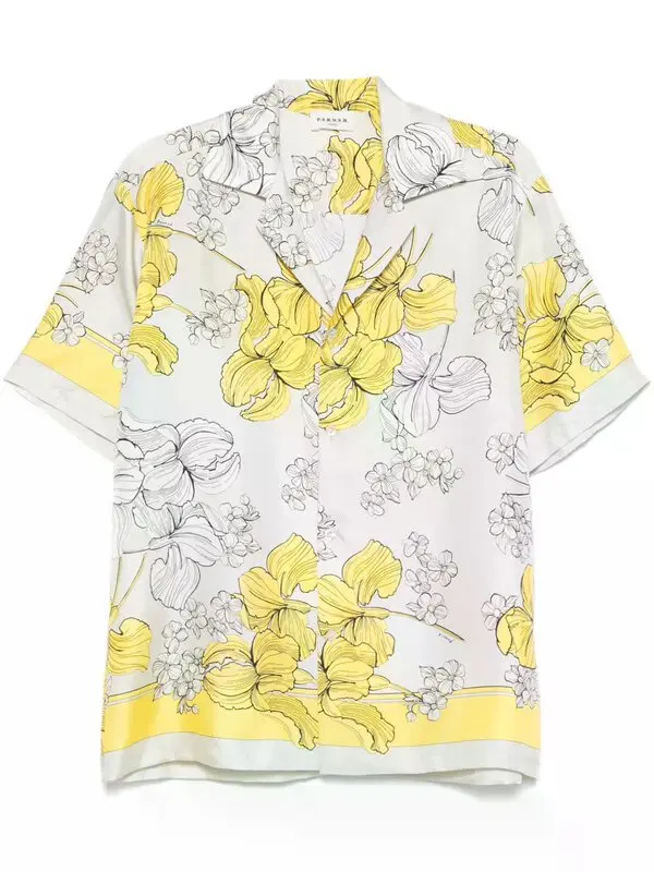 P.a.r.o.s.h Floral Print Silk Shirt - Yellow