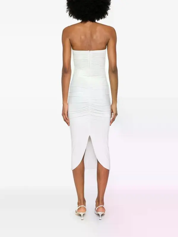 NISSA Ruffled-detailed Midi Dress - White