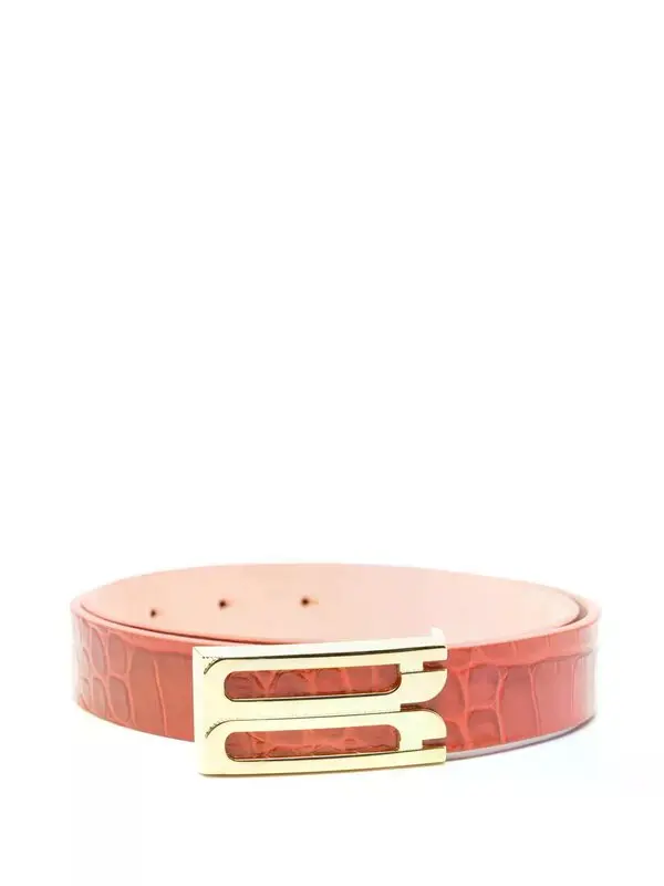 Victoria Beckham Crocodile-embossed Belt - Red