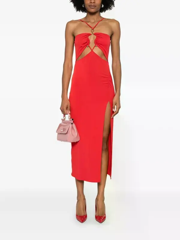 NISSA Hardware-detailed Midi Dress - Red