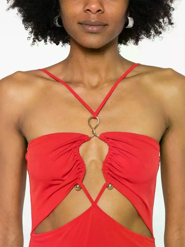 NISSA Hardware-detailed Midi Dress - Red