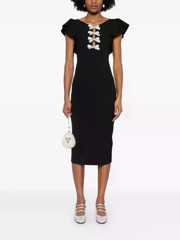 NISSA Bow-detailed Midi Dress