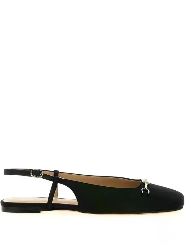 TWINSET Satin Slingback Flat Pumps - Black