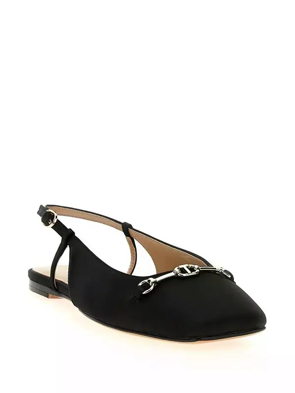TWINSET Satin Slingback Flat Pumps - Black