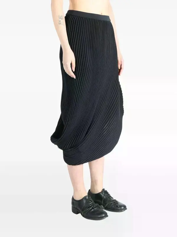 Issey Miyake Asymmetric Plissé Skirt - Black