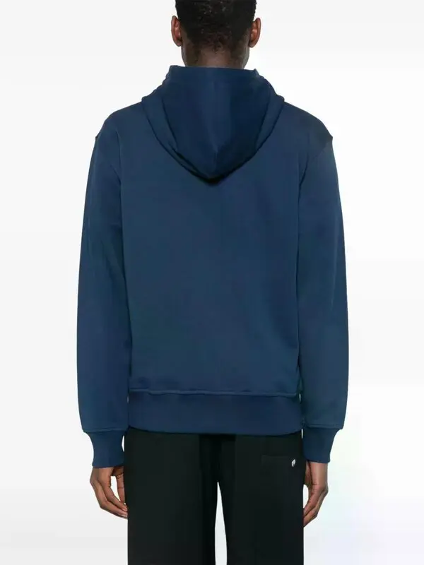 Versace Full Zip Hoodie With Embroidered Logo - Blue