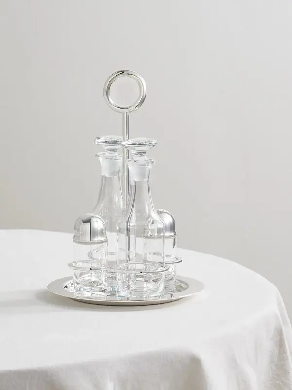 Christofle Vertigo Crystal And -plated Condiment Set - Silver