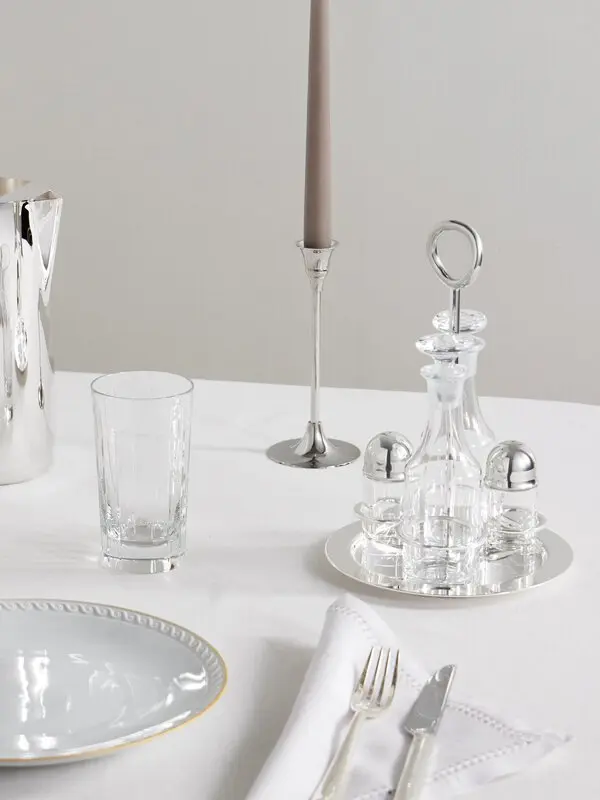 Christofle Vertigo Crystal And -plated Condiment Set