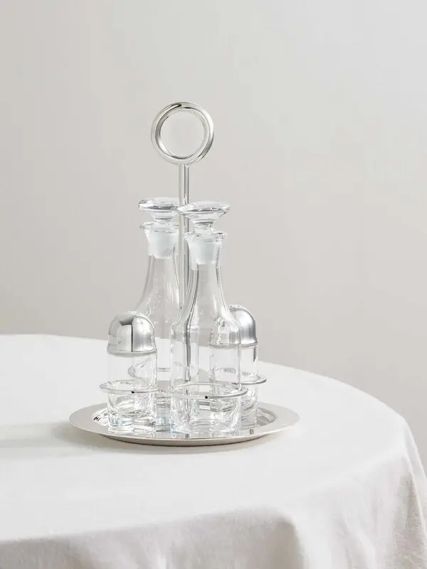 Christofle Vertigo Crystal And -plated Condiment Set