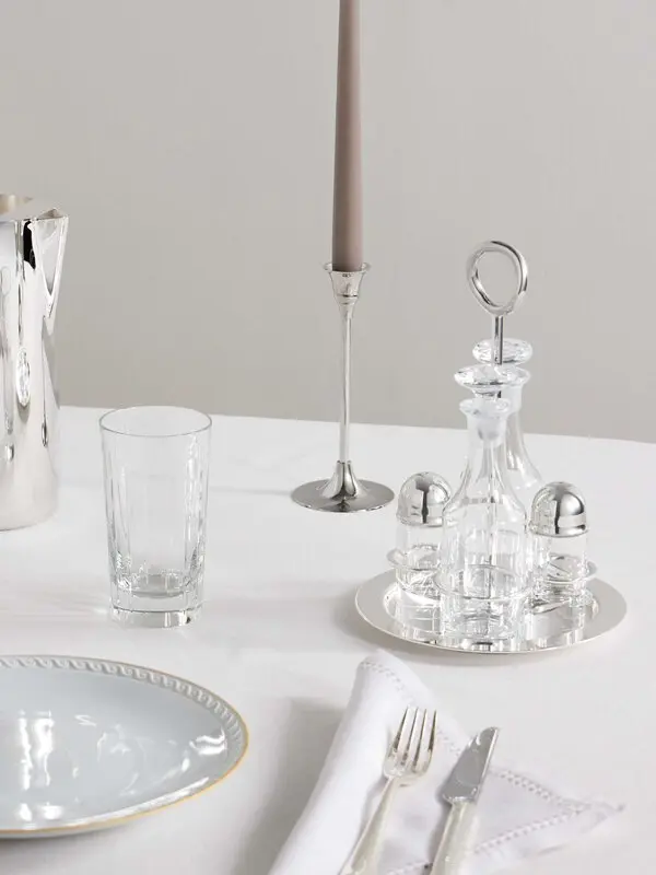 Christofle Vertigo Crystal And -plated Condiment Set