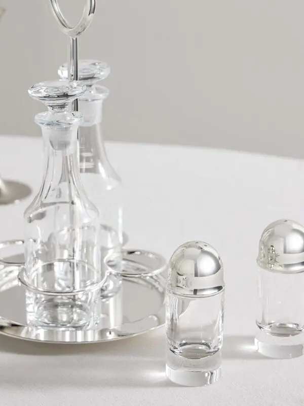 Christofle Vertigo Crystal And -plated Condiment Set