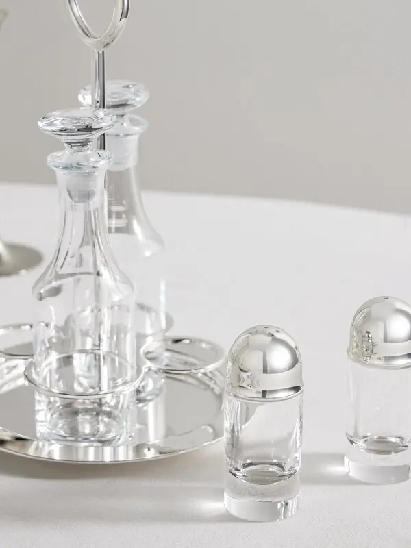 Christofle Vertigo Crystal And -plated Condiment Set