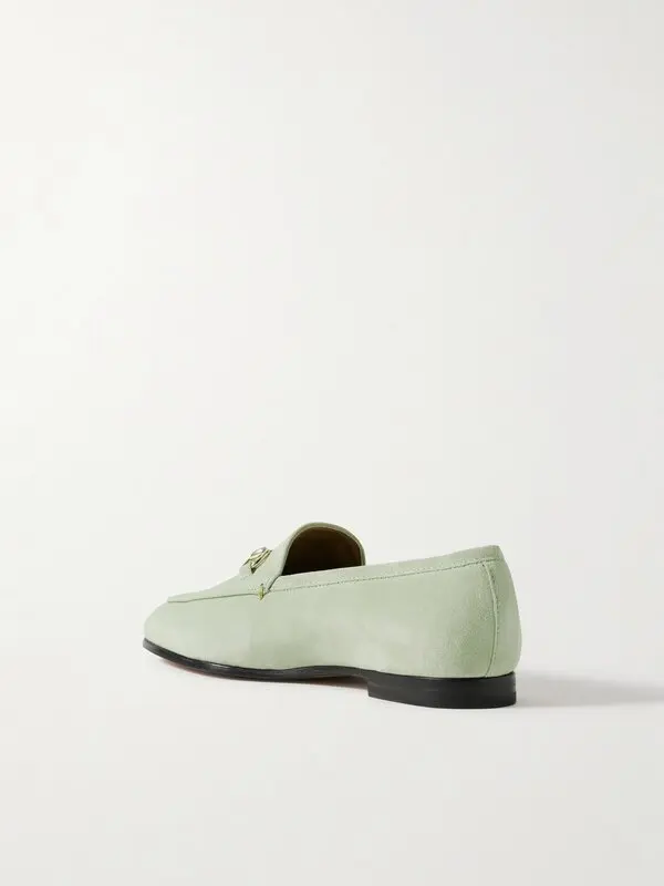 Gucci Jordaan Leather-Trimmed Suede Loafers With Horsebit  display picture 3