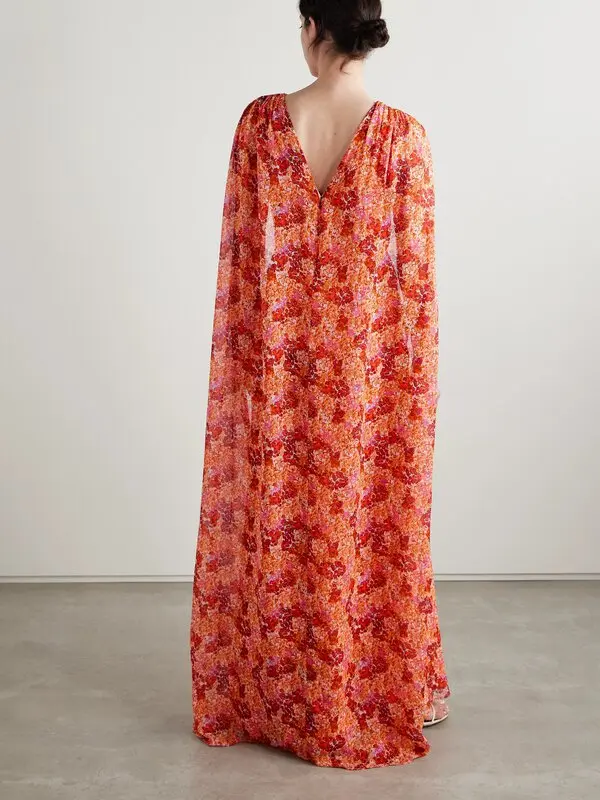 saloni orange dress Saloni Alena Ruched Sleeve Silk Floral Jacquard Midi Dress Bitter Orange  Size 6