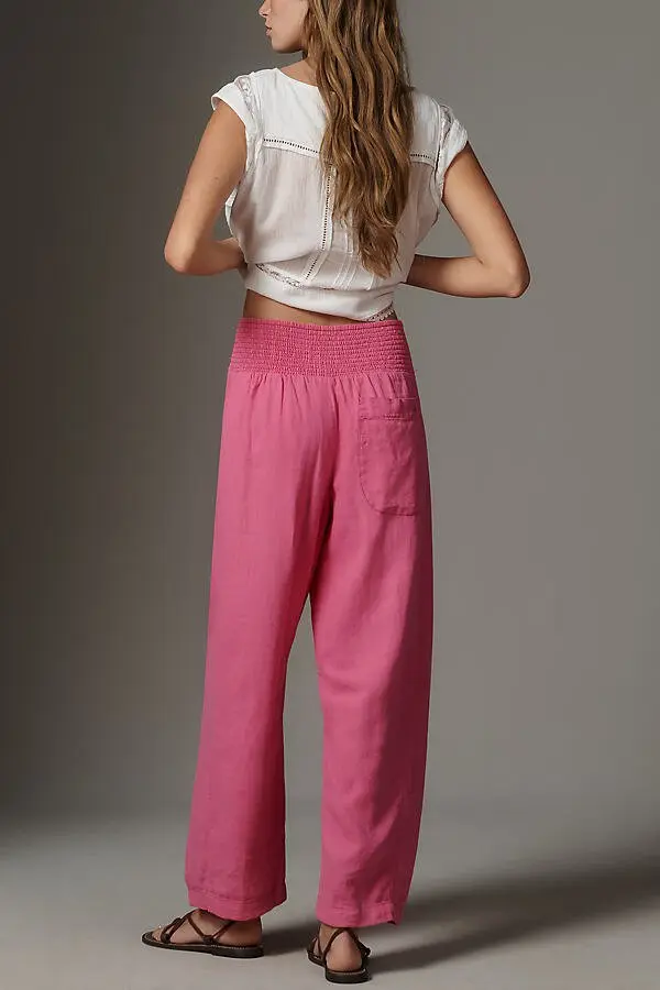 PILCRO The Reese Linen Blend Barrel Pants - Medium Pink