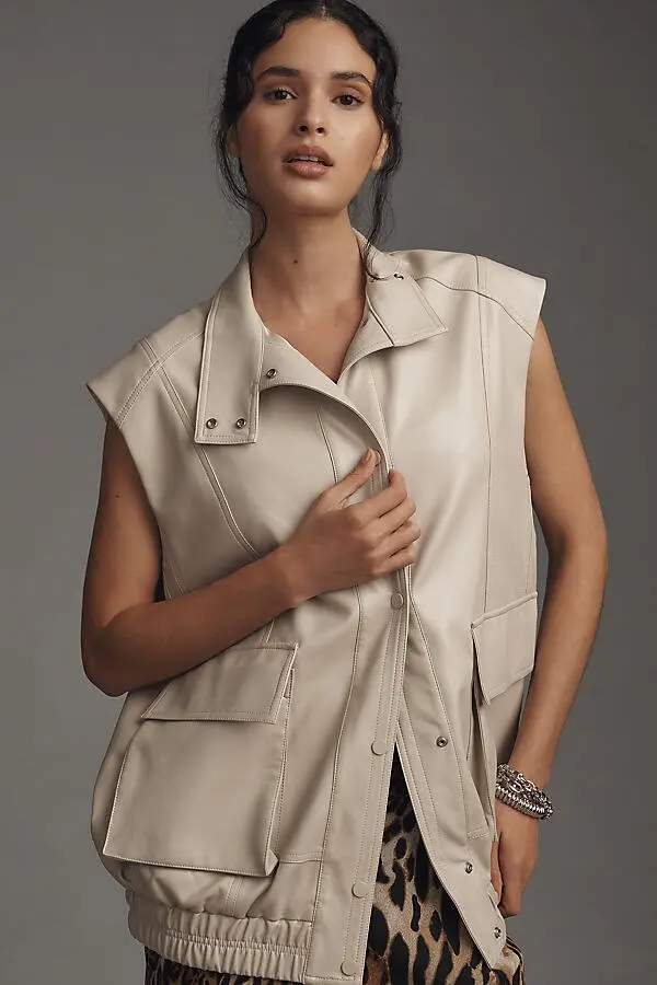 Anthropologie Faux Leather Oversized Vest