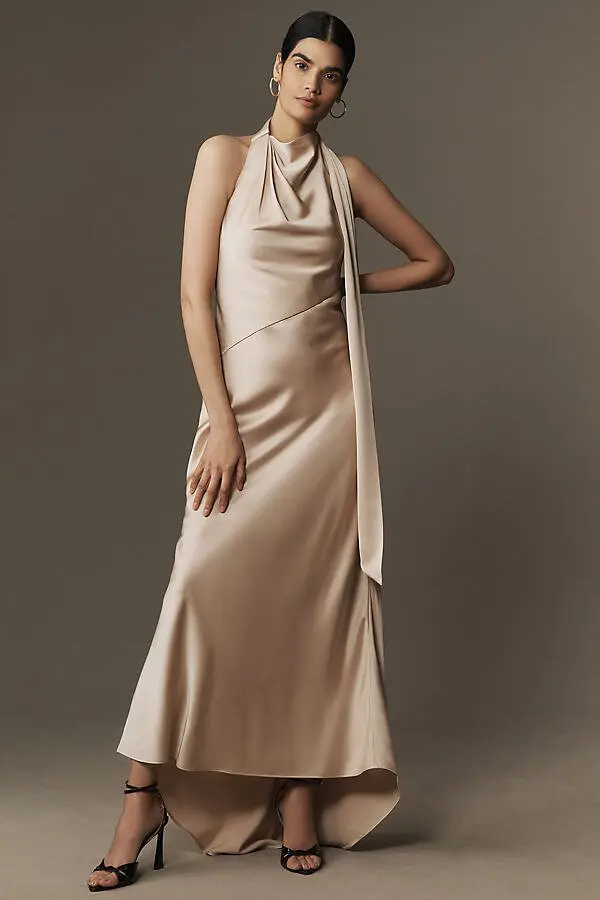 fitted lace wedding dress Whisked Away Halterneck Maxi Dress