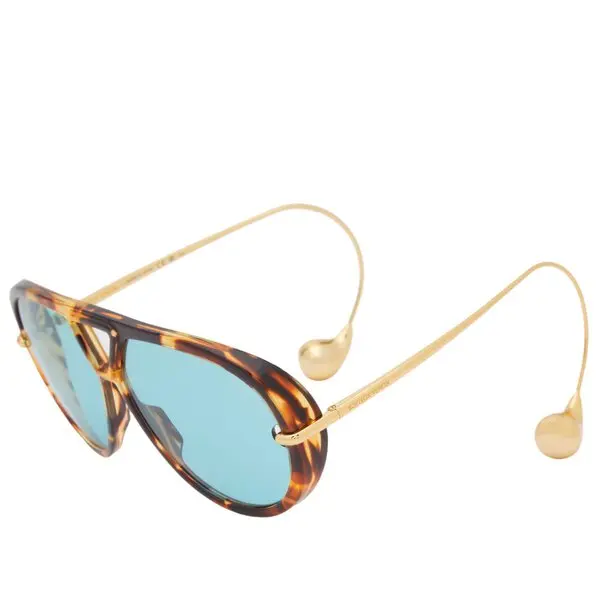 Bottega Veneta Drop Aviator Sunglasses - Havana/gold/green
