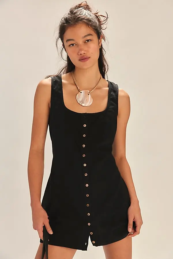 free people black linen mini dress Free People Short and Sweet Mini Dress